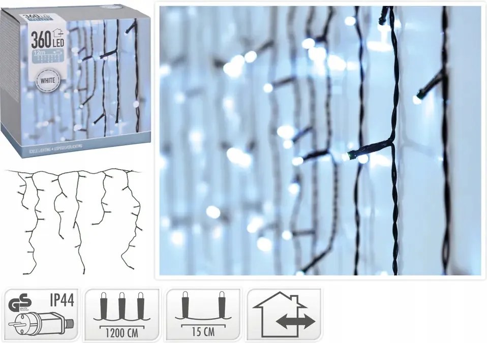 Lampičky Kurtyna 360 Led studené bílé