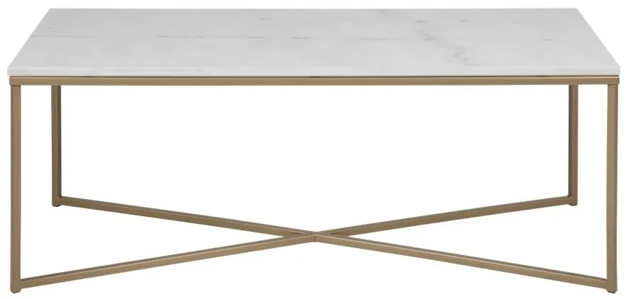 Konferenční obdélníkový stolek Alisma mramor bílý/mosaz