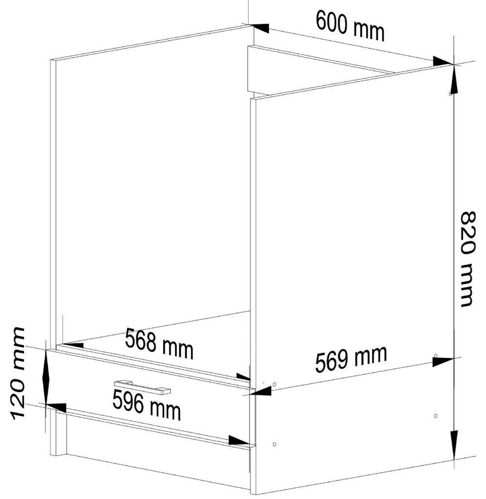 Kuchyňská skříňka pod troubu OLIVIE 60x82 cm matná bílá/matná grafitově šedá