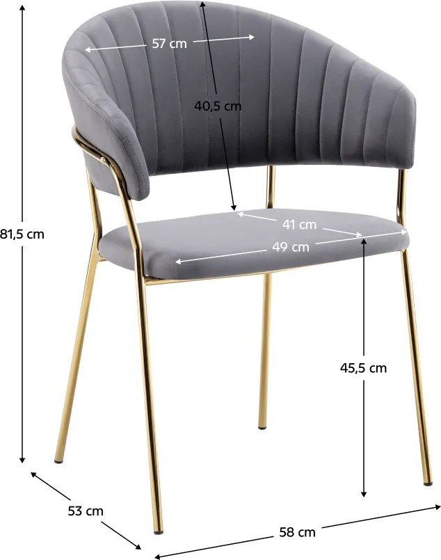 Designové jídelní křeslo DECO - Velvet látka, šedohnědá / zlatá