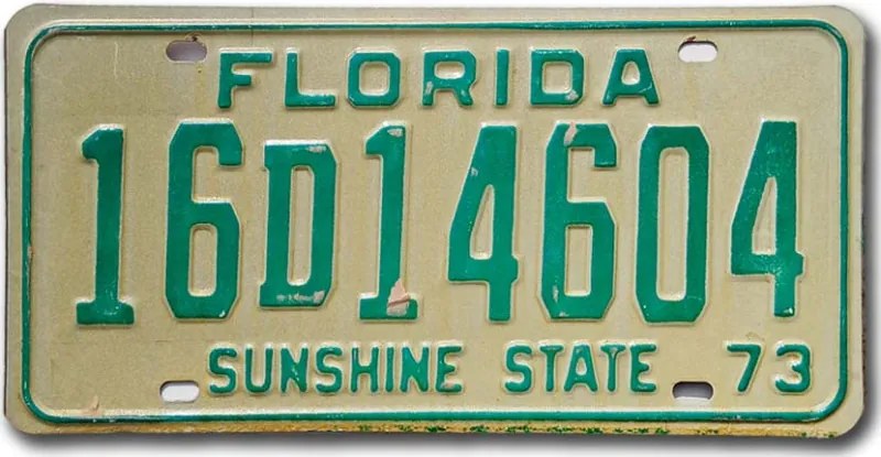 Americká SPZ Florida 1973 Sunshine State 16D14604