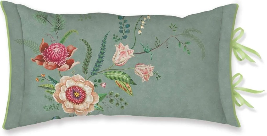 Pip Studio polštář Everbloom 35 x 60 cm - zelený (Dekorační polštář s motivem květin)