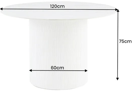 Invicta Bílý jídelní stůl UNIQUE ø120 cm bílý mramor 46383