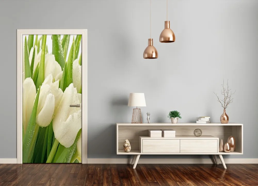 Fototapeta samolepící Bílé tulipány 95x205 cm