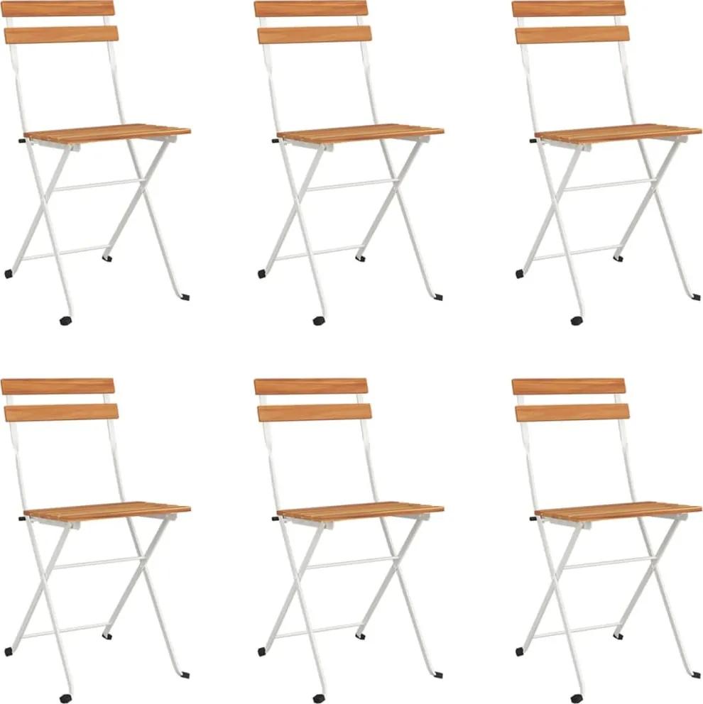 vidaXL Skládací zahradní židle 6 ks ocel a masivní akáciové dřevo [3152108] Barva: Bílá