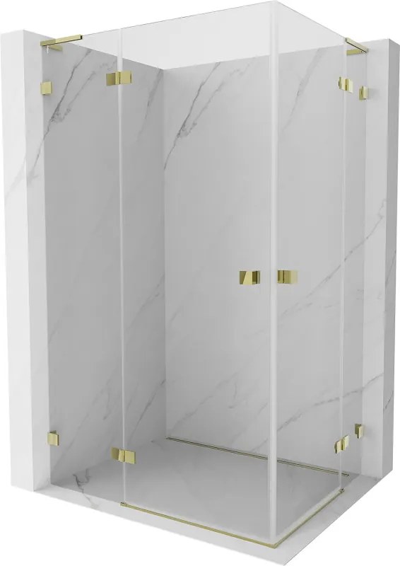 Mexen Lunar, L Duo výklopný sprchový kout 85 x 80 cm, 8mm čiré sklo, zlatý profil, 834L-085L-080P-50-00