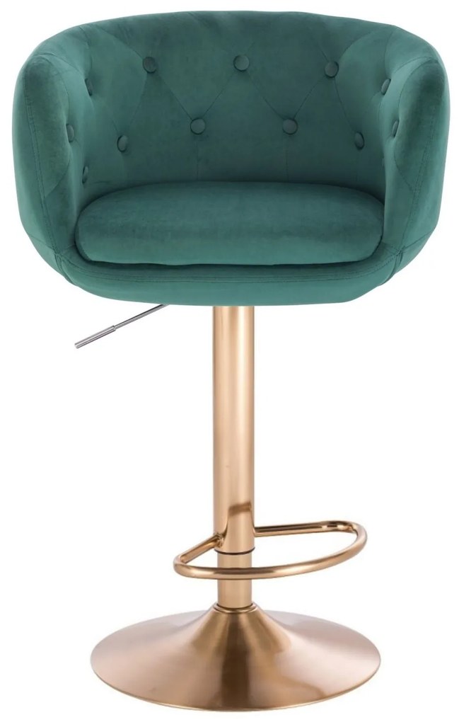 LuxuryForm DESIGN Barová židle MONTANA VELUR na zlaté kulaté podstavě - zelená