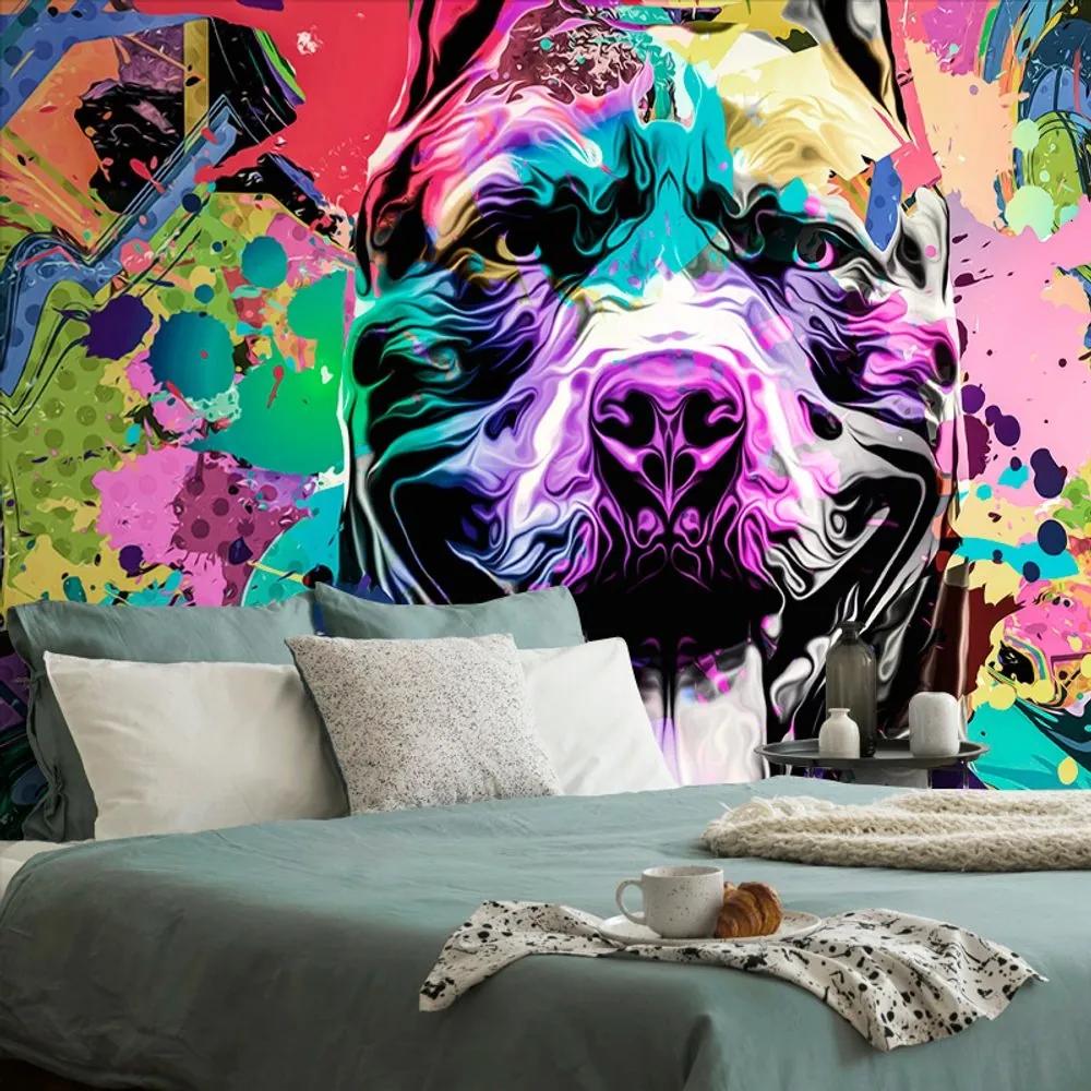 Samolepící tapeta pestrobarevná ilustrace psa - 375x250 cm