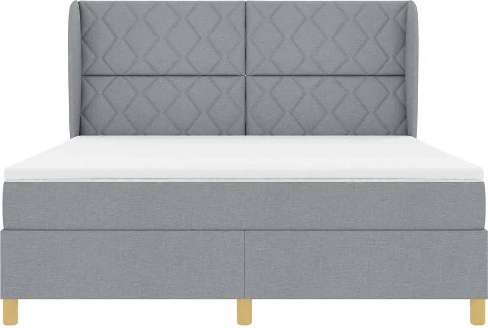 Postel s boxspringem s čelo Světle šedá 200 x 180 cm textil 3340830