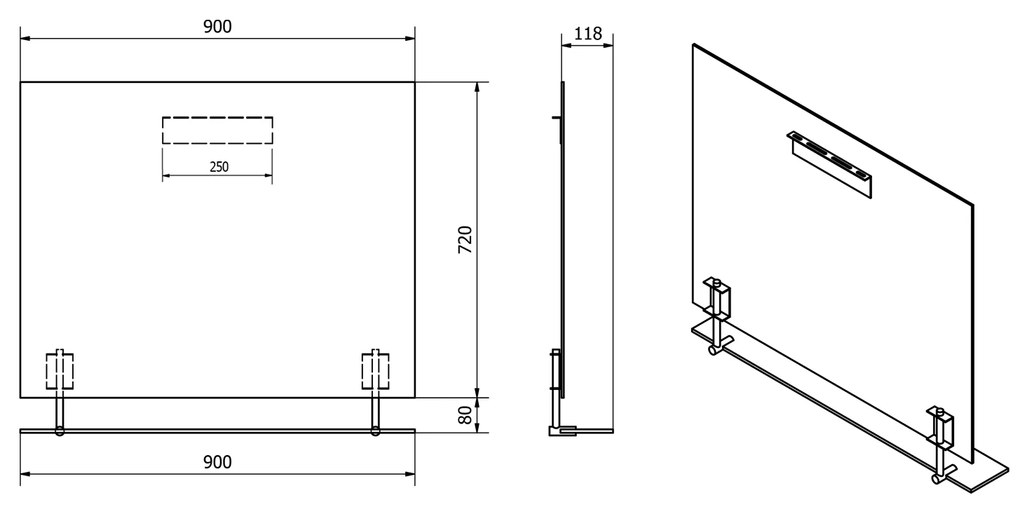 Sapho, WEGA zrcadlo 900x800mm, s policí, 60092-9