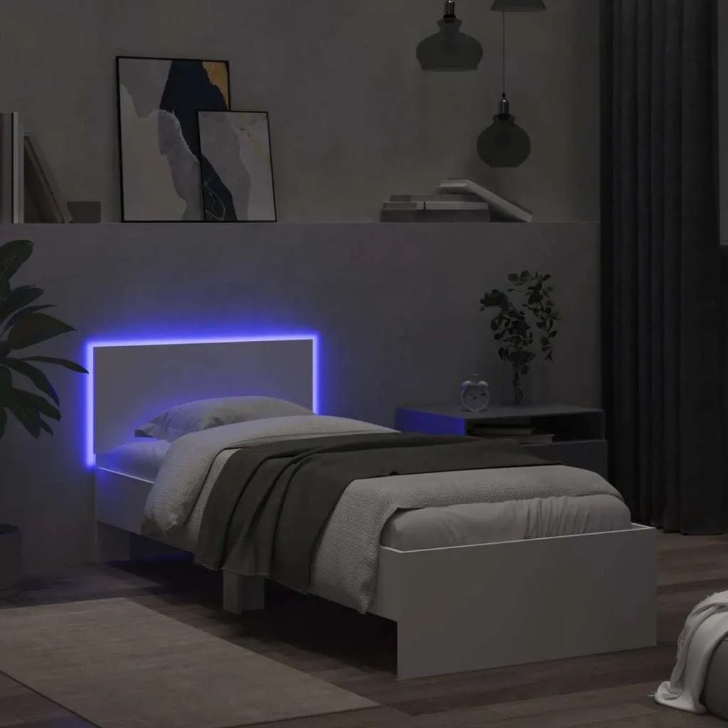 vidaXL Rám postele s čelem a LED osvětlením 90 x 200 cm [838806] Barva: dub sonoma