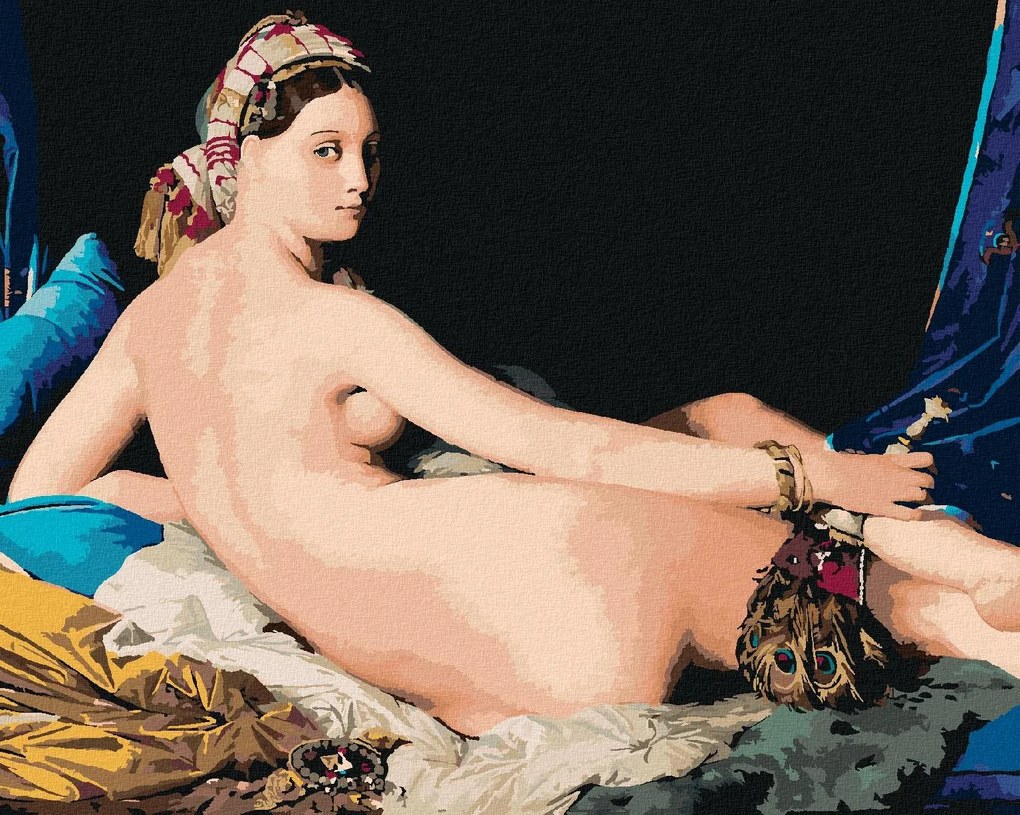 zuty malování podle čísel - velká odaliska (j. a. d. ingres), 80x100 cm, bez rámu a bez vypnutí plátna