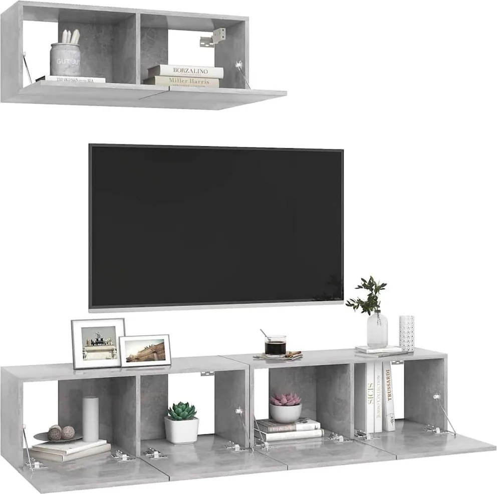 TV skříňky 3 ks betonově šedé kompozitní dřevo 3079121