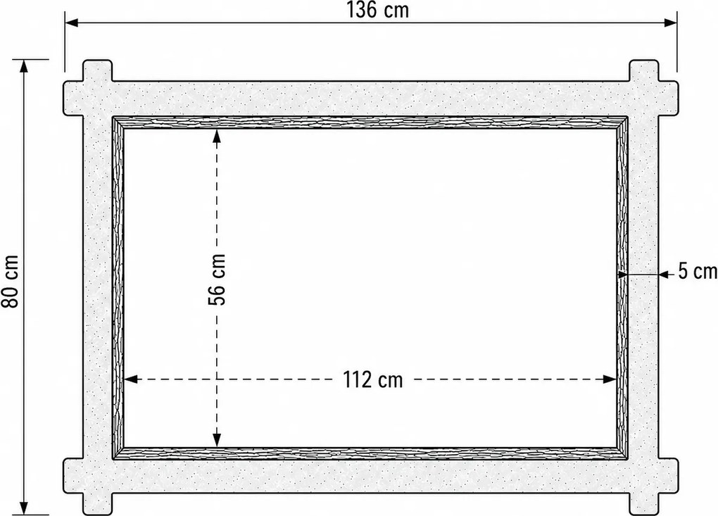 Báča Beton Betonový vyvýšený záhon - štípaný kámen 136 x 80 cm Výška záhonu: 25 cm, Barva záhonu: Přírodní šedá