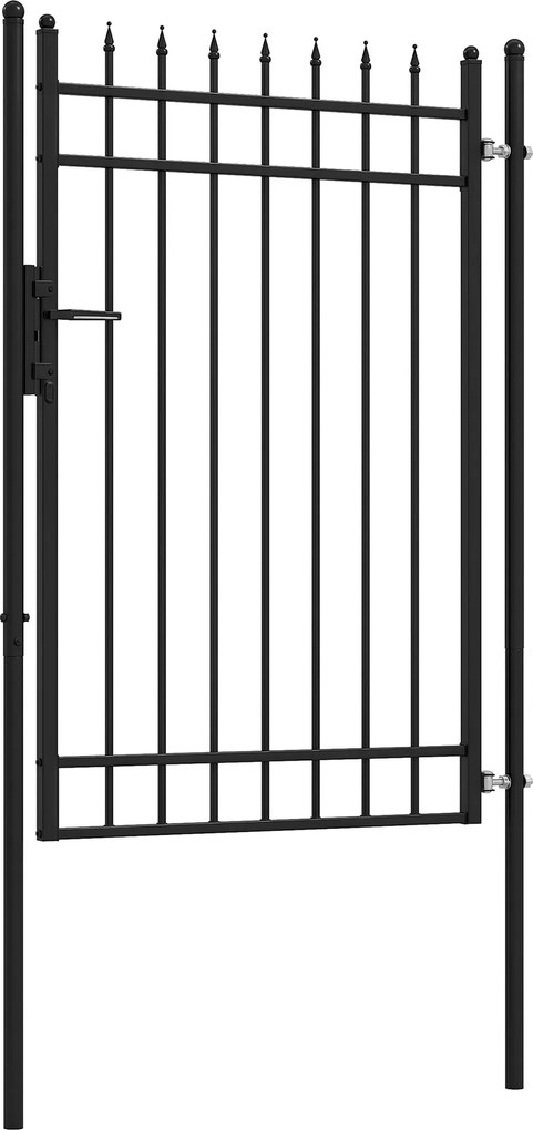 Zahradní brána Outsunny z pozinkované oceli, brána s zámkem, dveřní klička, klíč, brána na plot pro zahradu, 107 x 204 cm, černá | Aosom