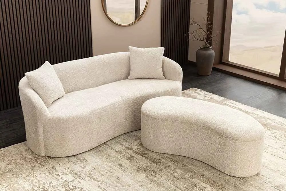 Designová 2-místná pohovka Vardinon 178 cm šampaňská béžová