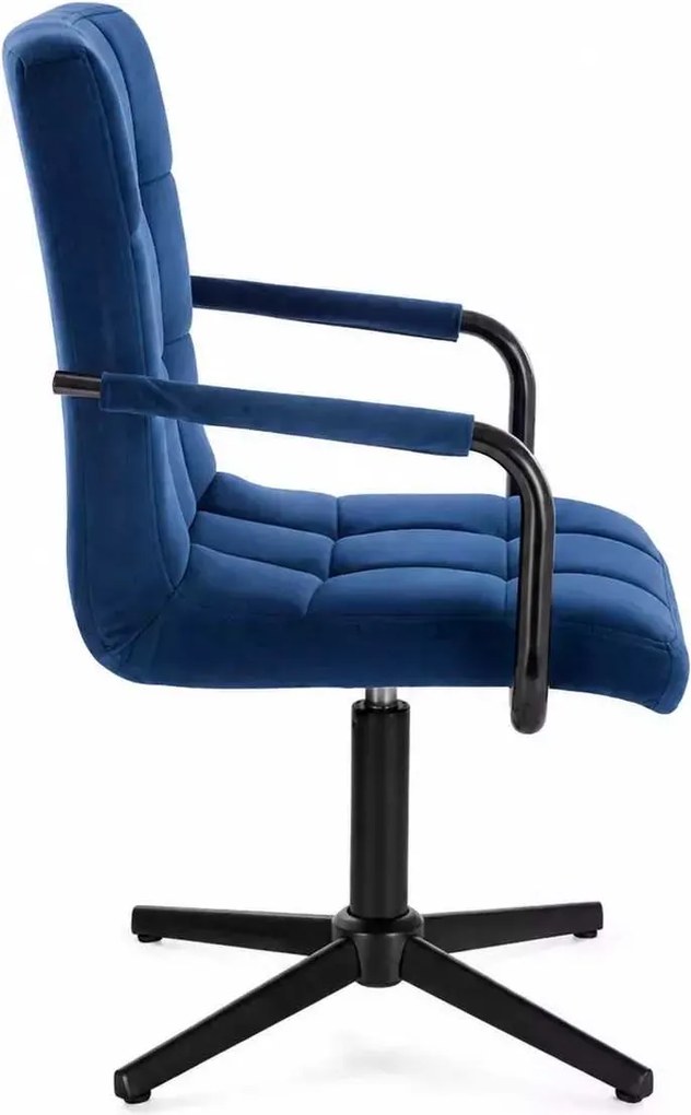 LuxuryForm DESIGN Otočná židle VERONA BLACK VELUR na černém kříži - modrá