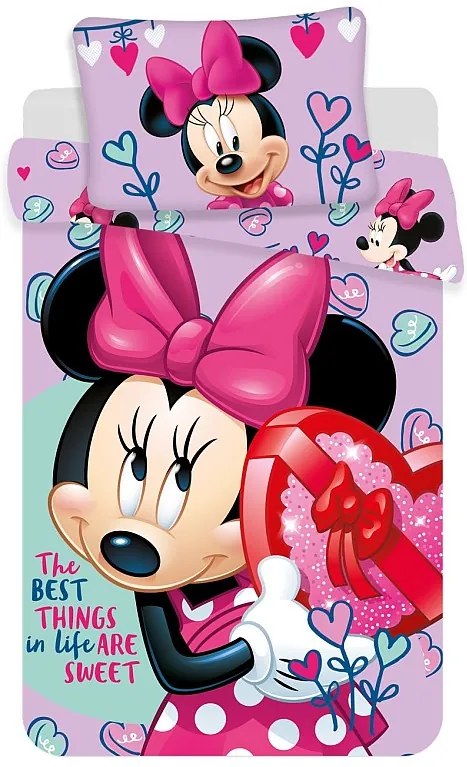 JERRY FABRICS Povlečení Minnie purple 2 Bavlna 140/200, 70/90 cm