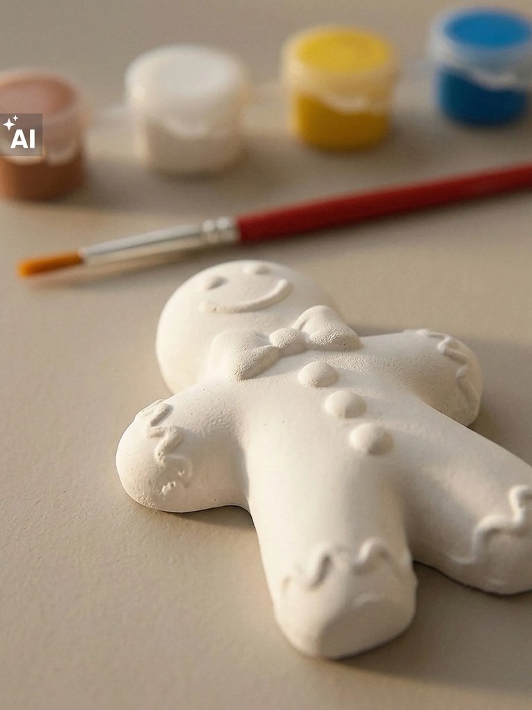 Sinsay - Vánoční sada sádrových figurek k malování s barvami a štětcem 6 pack - vícebarevná