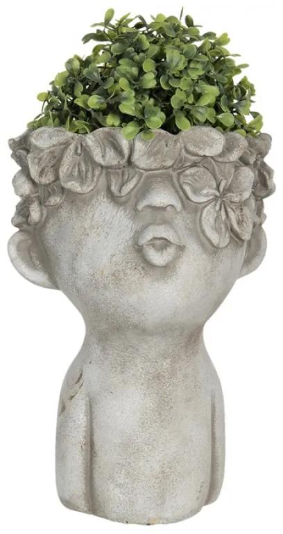 Obal na květináč v designu busty s květinami Tete – 11x11x18 cm