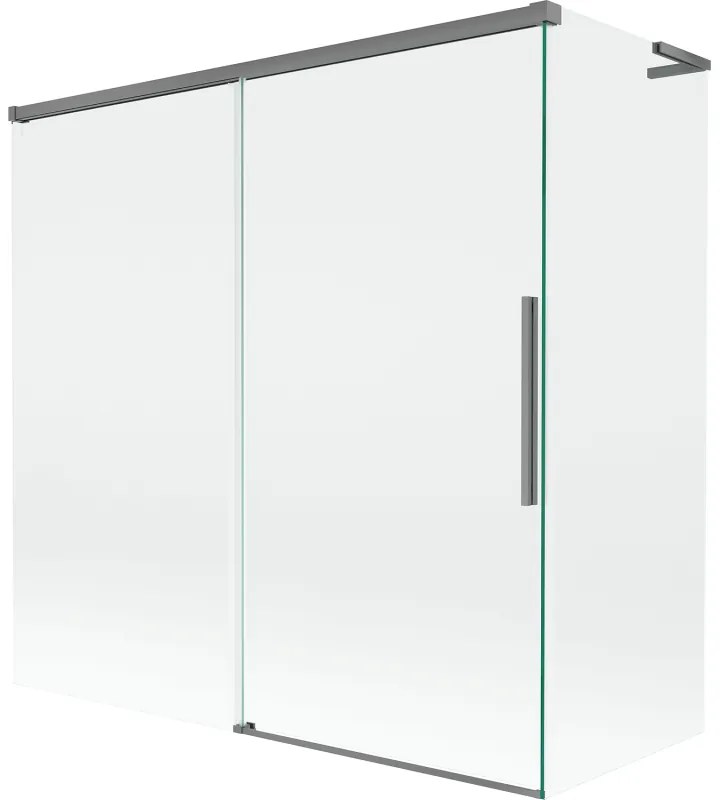 Mexen Rox L vana závěs 2-dílný posuvný 160 + 75 x 150 cm, transparentní, gun metal - 8C9L-160-075-95-00
