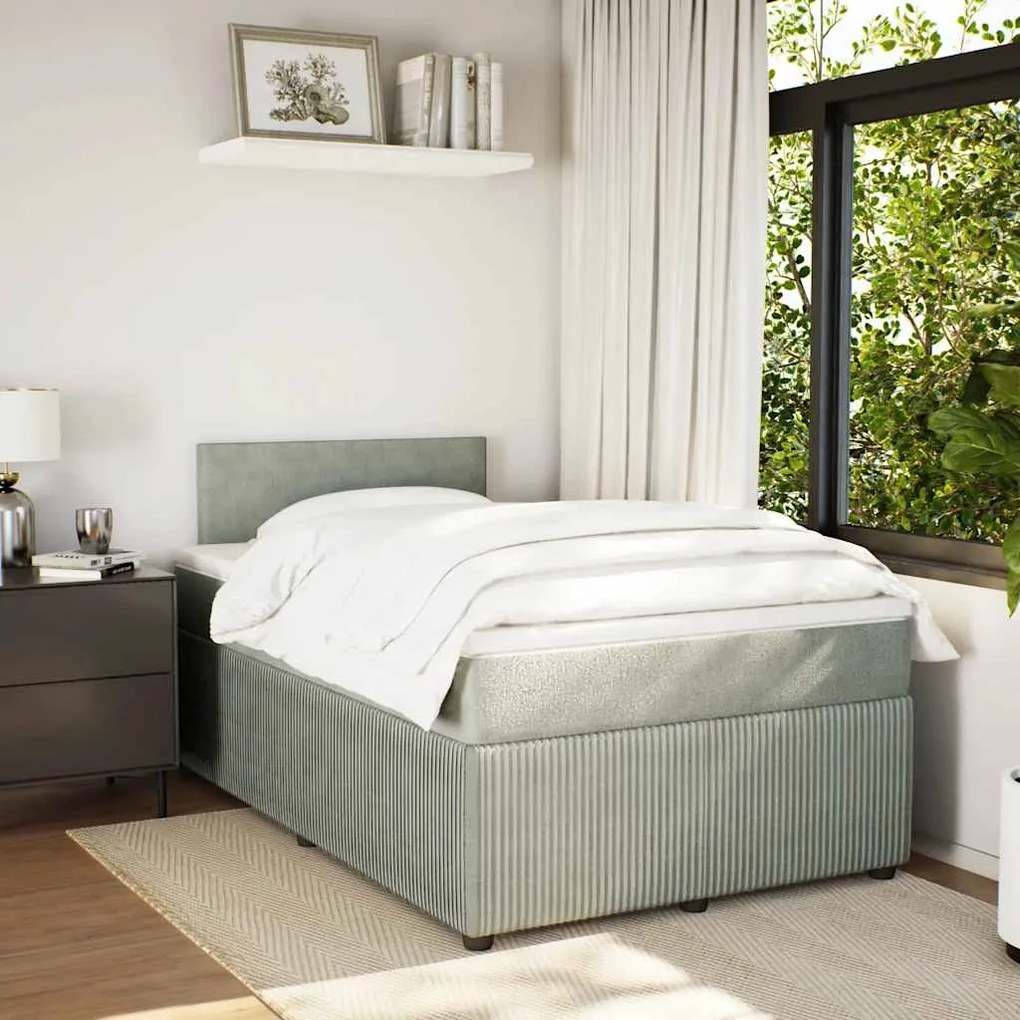 Box spring postel s matrací světle šedá 120 x 200 cm samet 3290004