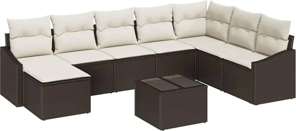 Set pohovek 9 ks Hnědá polyratan 3346848