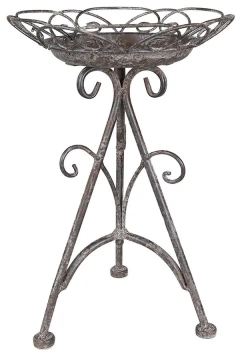 Šedý antik kovový stolek na květiny Frenchia M - Ø 22 * 32 cm