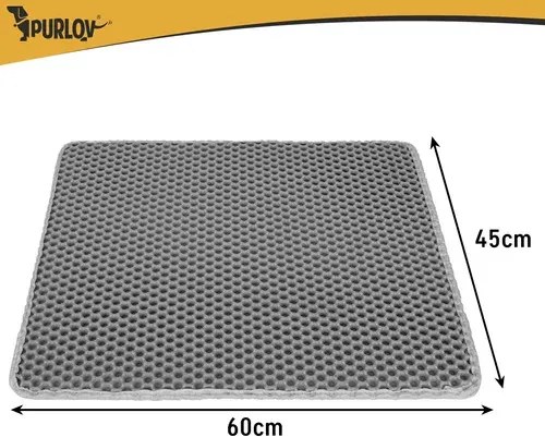 Podložka před kočičí toaletu zadržující nečistoty 60 x 45 cm – šedá