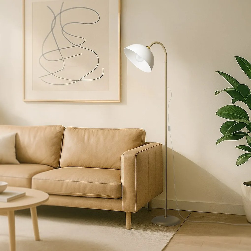Stojací lampa Zack, 1x bílé PVC stínítko, be