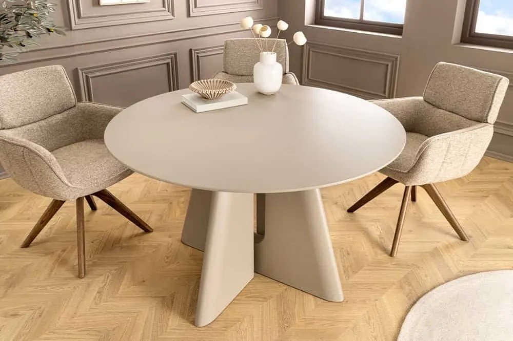 Kulatý jídelní stůl Yenibeth 120 cm šedo-béžový