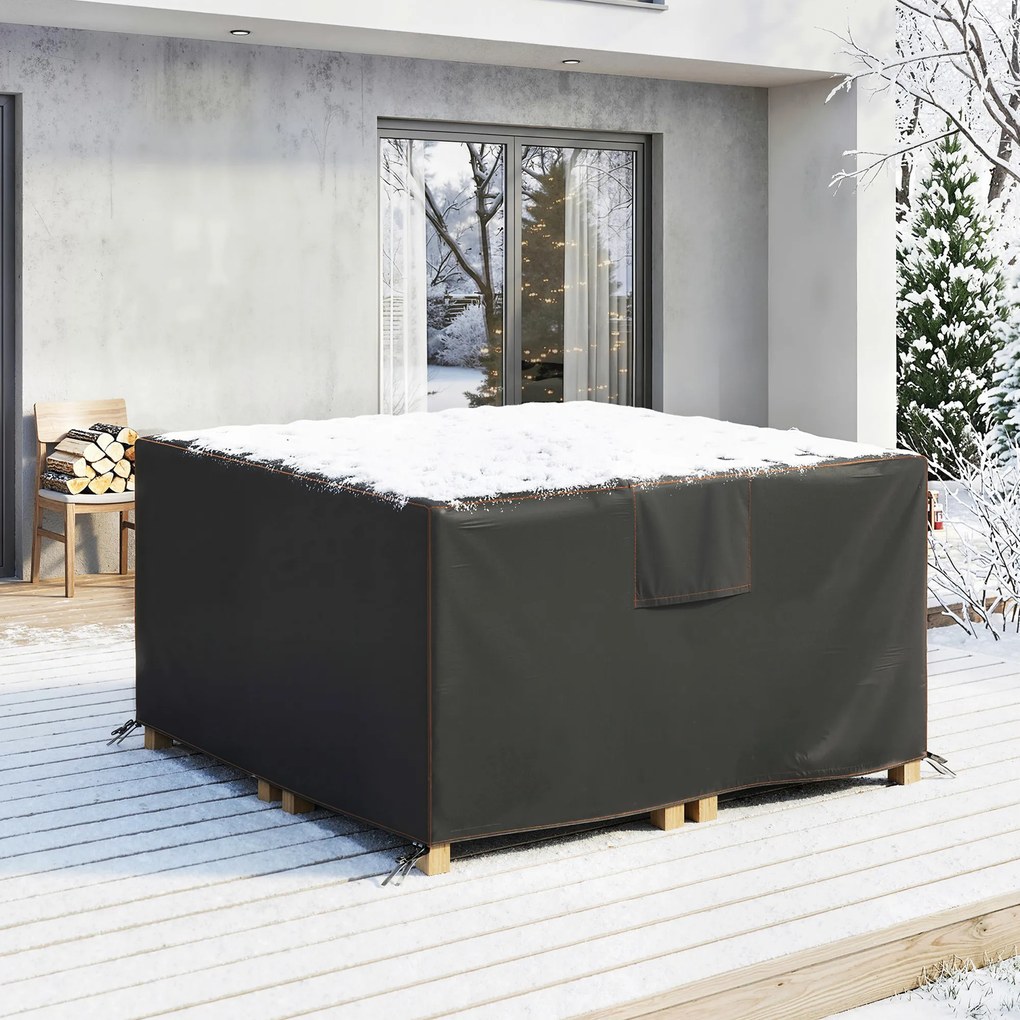 Outsunny Ochranný kryt na zahradní nábytek Zimní nepromokavý kryt Anti-UV plachta 420D Oxford tkanina 125x125x74cm černá