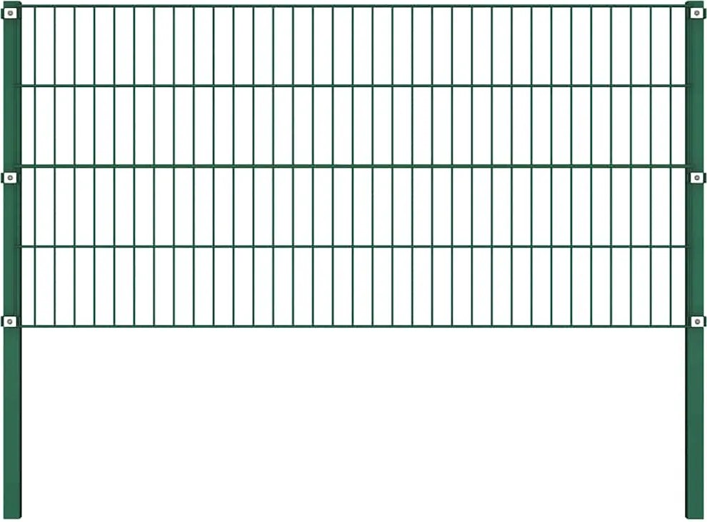 Plotový panel se sloupky železný 1385 x 80 cm zelený 278611