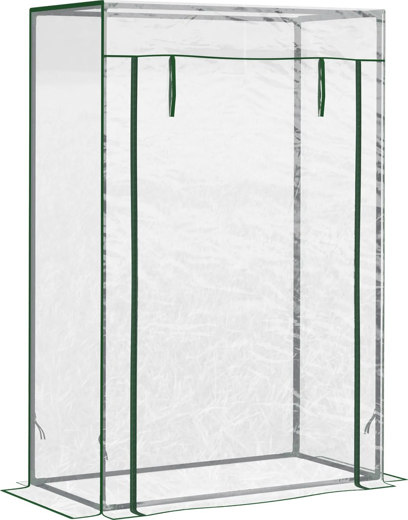 Outsunny Skleník s PE Mřížkovou Fólií, Dveře, Zimní Fóliový Skleník z Oceli, Skleník na Balkon, Zahradu, Dům pro Rajčata 100 x 50 x 150 cm, Rajčatový…