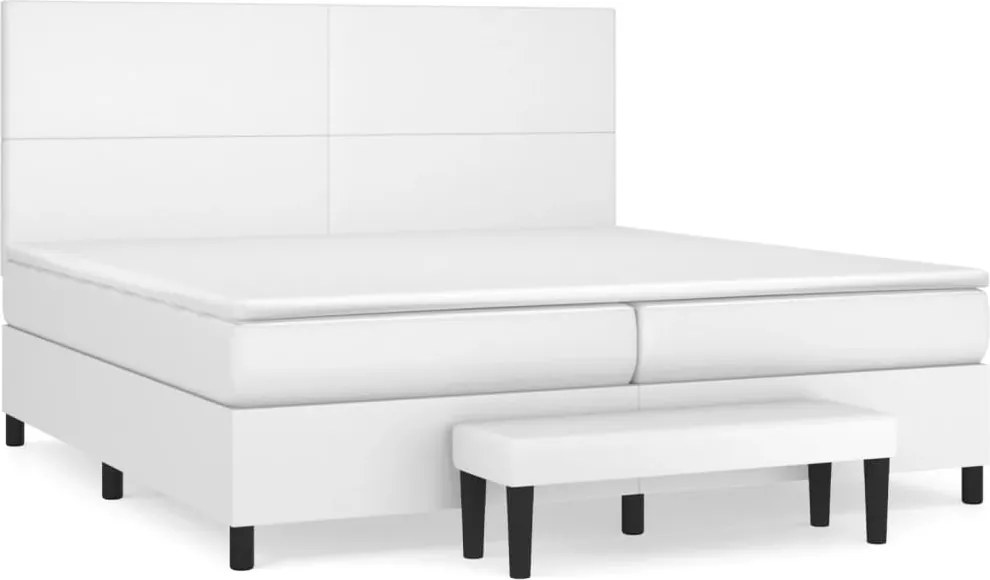 Box spring postel s matrací bílá 200x200 cm umělá kůže 3137564