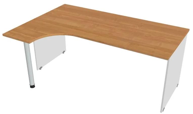 Stůl ergo pravý 180*120 cm - Hobis Gate GE 1800 P Dekor stolové desky: olše, Dekor lamino podnože: bílá, Barva nohy: stříbrná