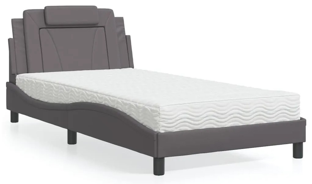 Postel Viana s matrací šedá 100 x 200 cm umělá kůže 3208778