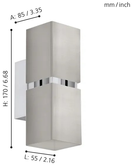 Eglo 96264 - LED Nástěnné svítidlo PASSA 2xGU10/3.3W/230V hranaté