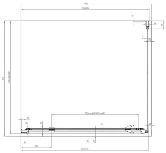 Ravak Pivot Boční pevná stěna Transparent 100 cm, černá PPS-100 90GA0300Z1