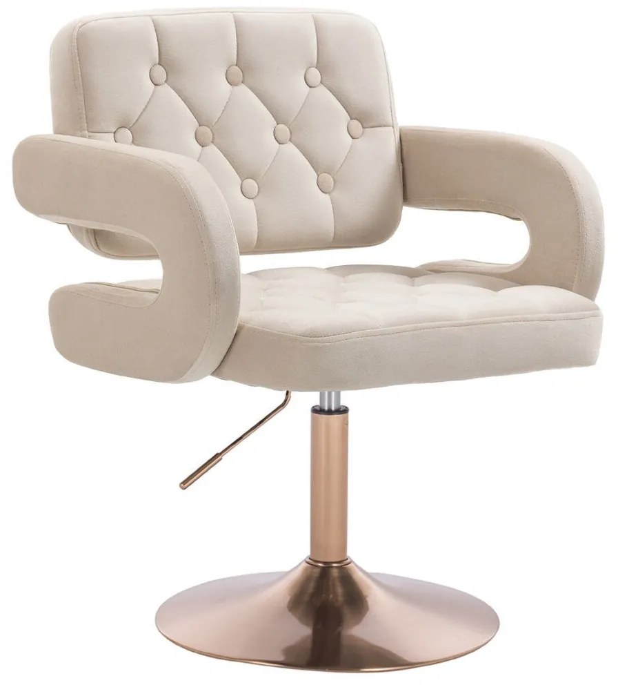 LuxuryForm DESIGN Otočná židle ADRIA VELUR na zlatém talíři - krémová