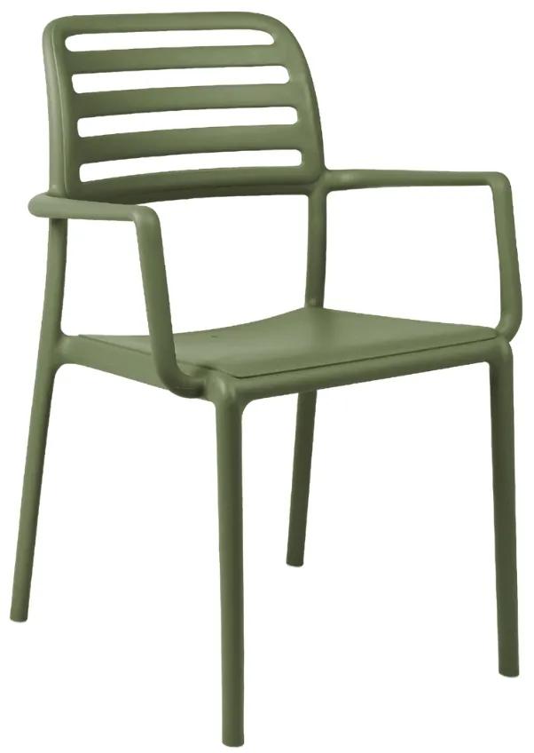 OnaDnes -20% Nardi Zelená plastová zahradní židle Costa s područkami