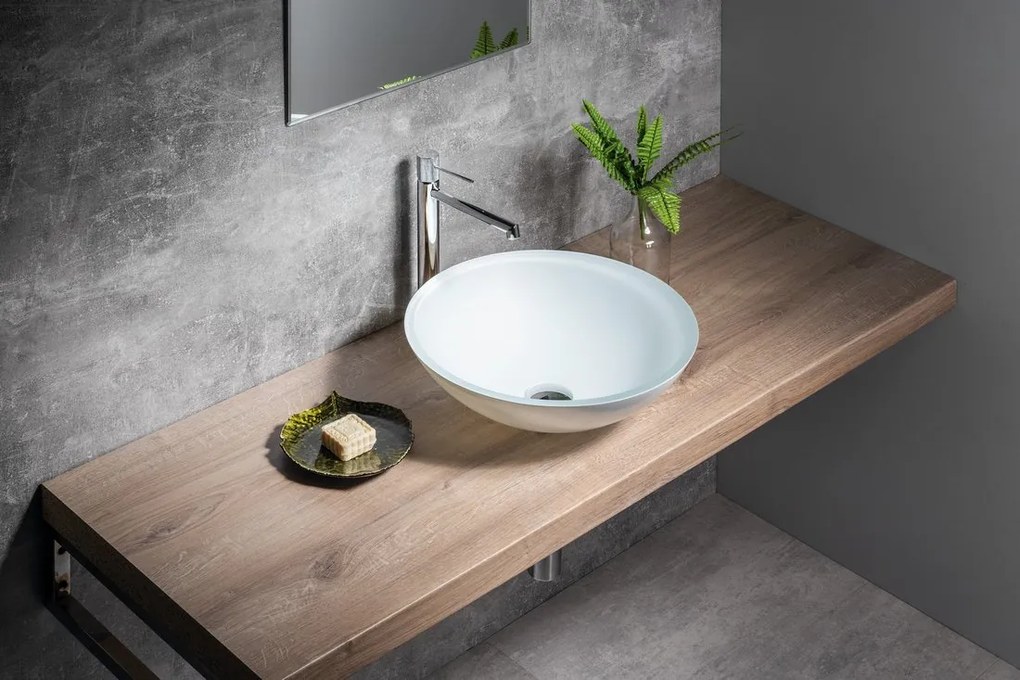 Sapho, TELICA skleněné gravírované umyvadlo, průměr 42 cm, bílá, TY181W