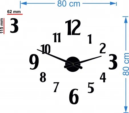 Moderní nalepovací hodiny na zeď | Sentop 12P024