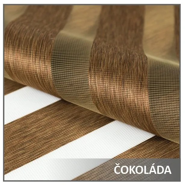 Dekodum Roleta den a noc v bílé kazetě premium, barva látky Čokoláda Šířka (cm): 42, Výška (cm): Standardní (do 150 cm), Strana mechanismu: Levá