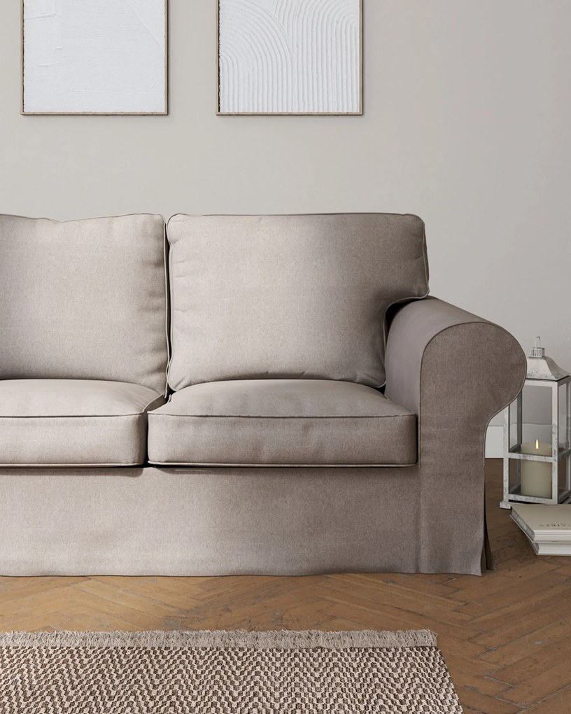 Potah na pohovku IKEA Ektorp 3-místná rozkládací, NOVÝ MODEL 2013 barva béžová látka pletený vzor