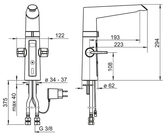 Hansa Kuchyňská bezdotyková elektronická baterie s otočným výtokovým ramínkem HANSAFIT HYBRID, 230 / 5 V 65232213