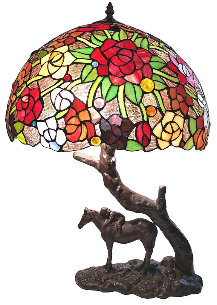 Stolní lampa 5LL-6061 styl Tiffany, červená/zelená