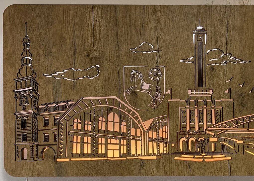 Li-Go "Ostrava" světelný obraz 230V 130x40 cm provedení povrchu: dub světlý
