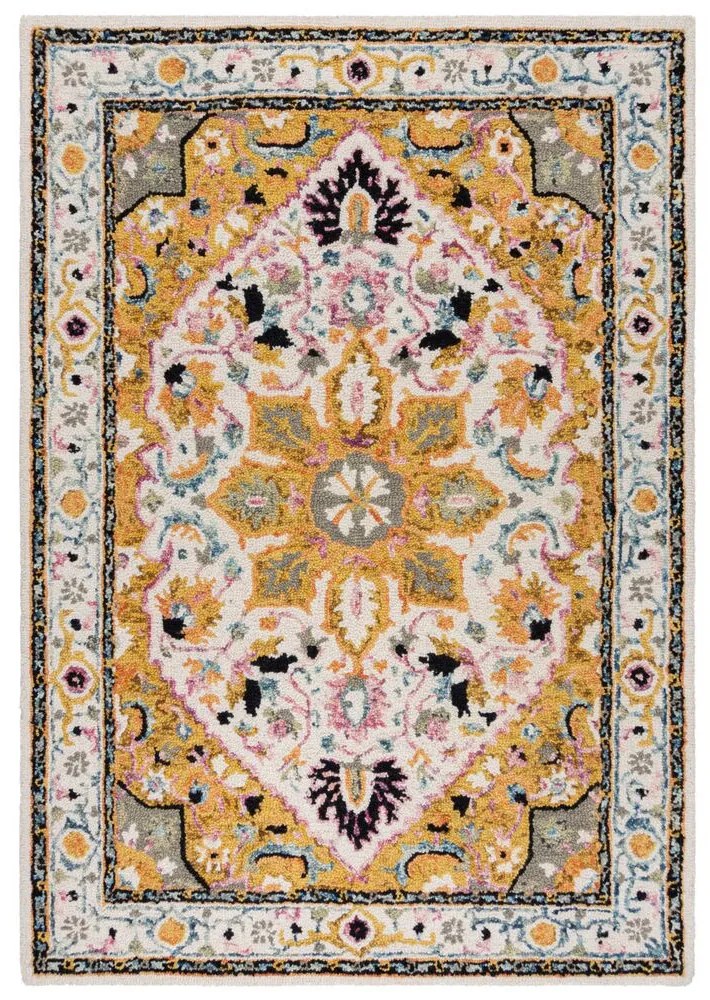 Flair Rugs, Kusový koberec Wool Loop Dahlia Yellow/Multi, 200x290, žlutá, ložnice