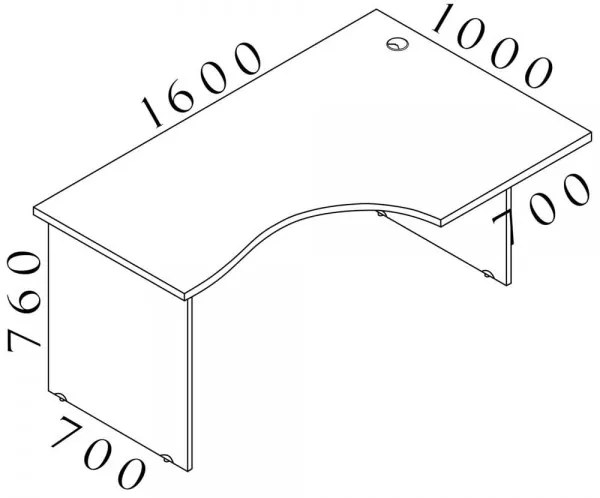 Rohový stůl Visio LUX 160 x 100 cm, pravý